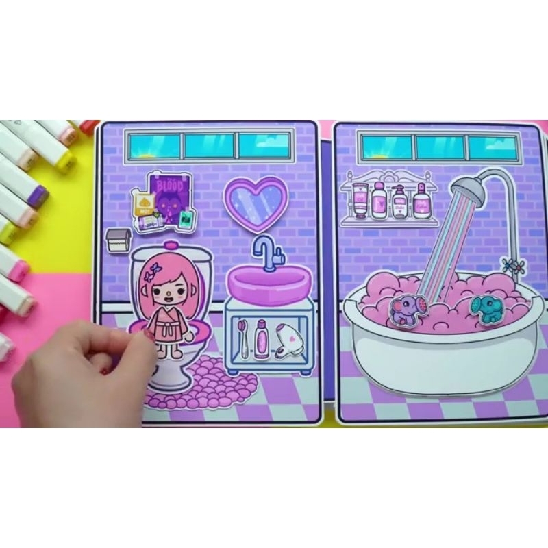 Toca Boca Educational Toy Paper book Paper Doll Toca Purple House ...