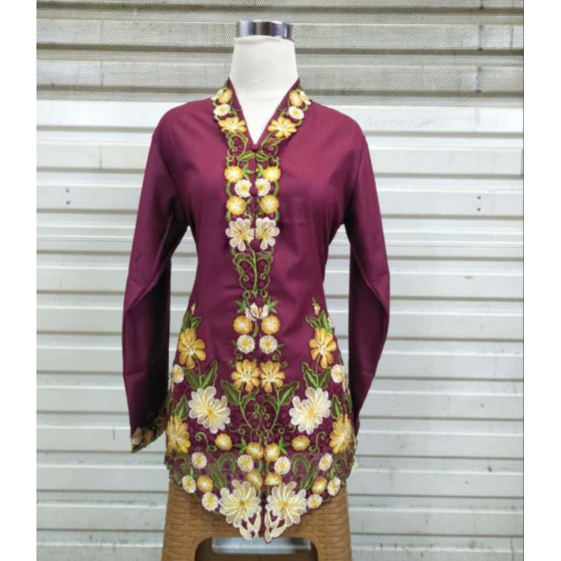 KATUN Modern Betawi Brocade Kebaya Long Sleeve Embroidery Cotton Jumbo ...