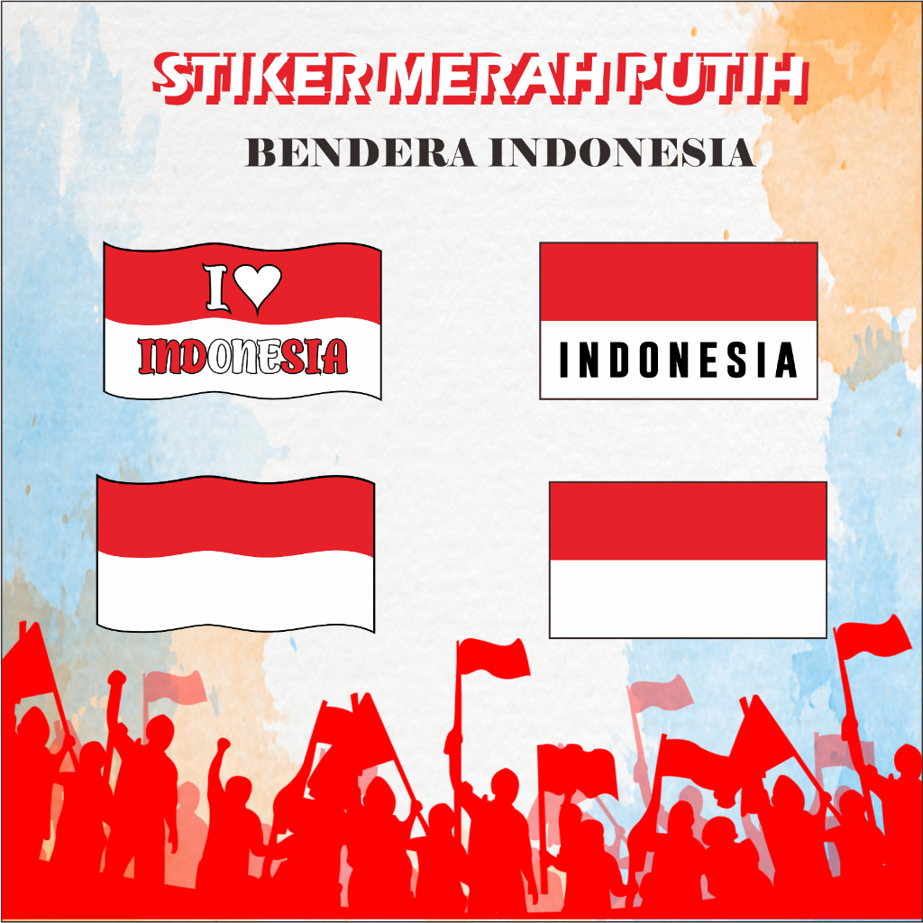MERAH PUTIH 2-color Red And White Flag RI Anniversary Cheek Sticker ...