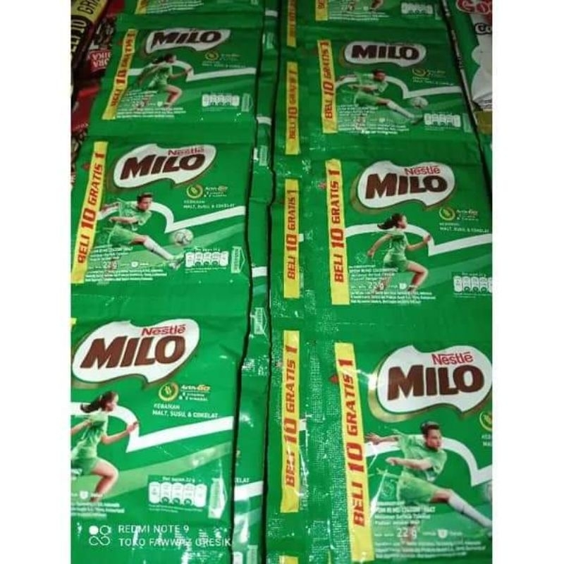 1 Renteng Milo Chocolate Flavored Milk Powder 22gr x 11 Sachets ...