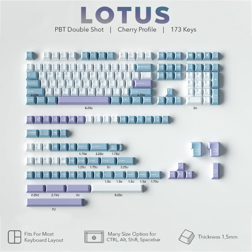 Mynk Lotus PBT Doubleshot Cherry Profile Keycaps Set | Shopee Malaysia