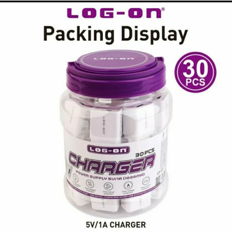 Log-on LO-C01 CHARGER BATOK 1 JAR CONTAINS 30 PCS 5V 1A 1 Usb LOGON ...