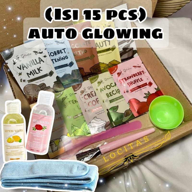 (Auto Glowing) 15 Pcs LEA GLORIA Mask Package Complete SET BPOM ...