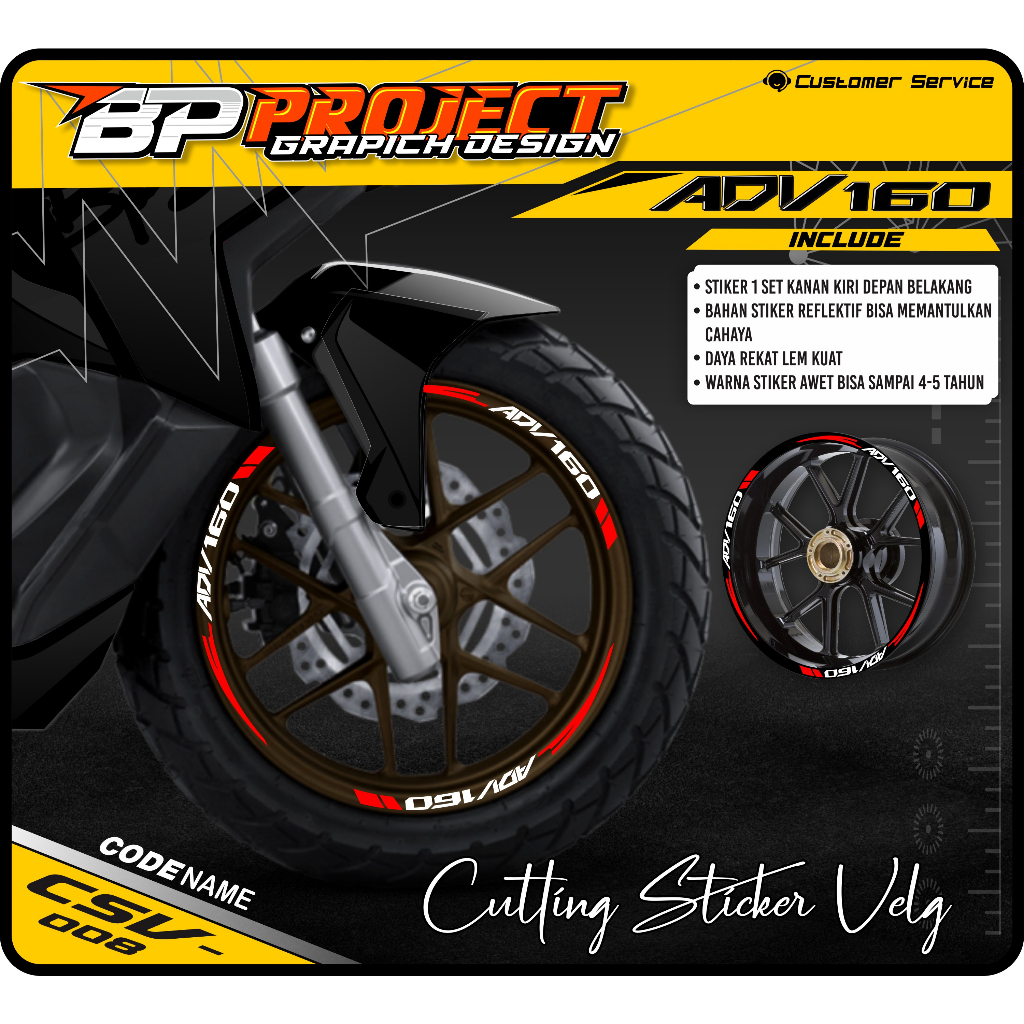 Cutting STICKER Rims HONDA ADV 160 NEW FULL SET - CUTTING Rims ADV 160 ...