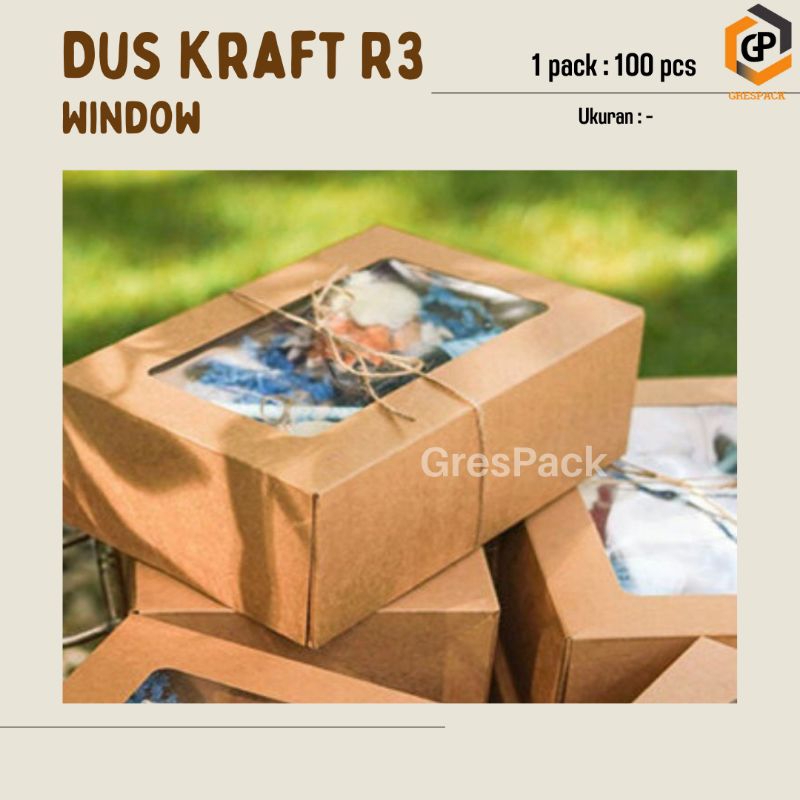 R3 Window Chocolate Box/Kraft Cake Box/Cake Box/Snack Box | Shopee Malaysia