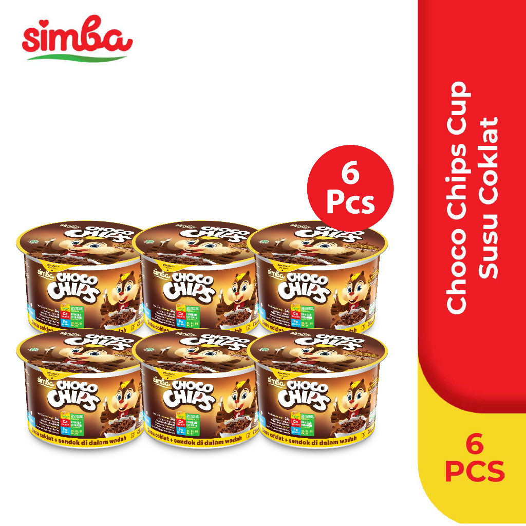 SIMBA Choco Chips Cereal - 6 Cups of Chocolate Milk 34 gr Super ...