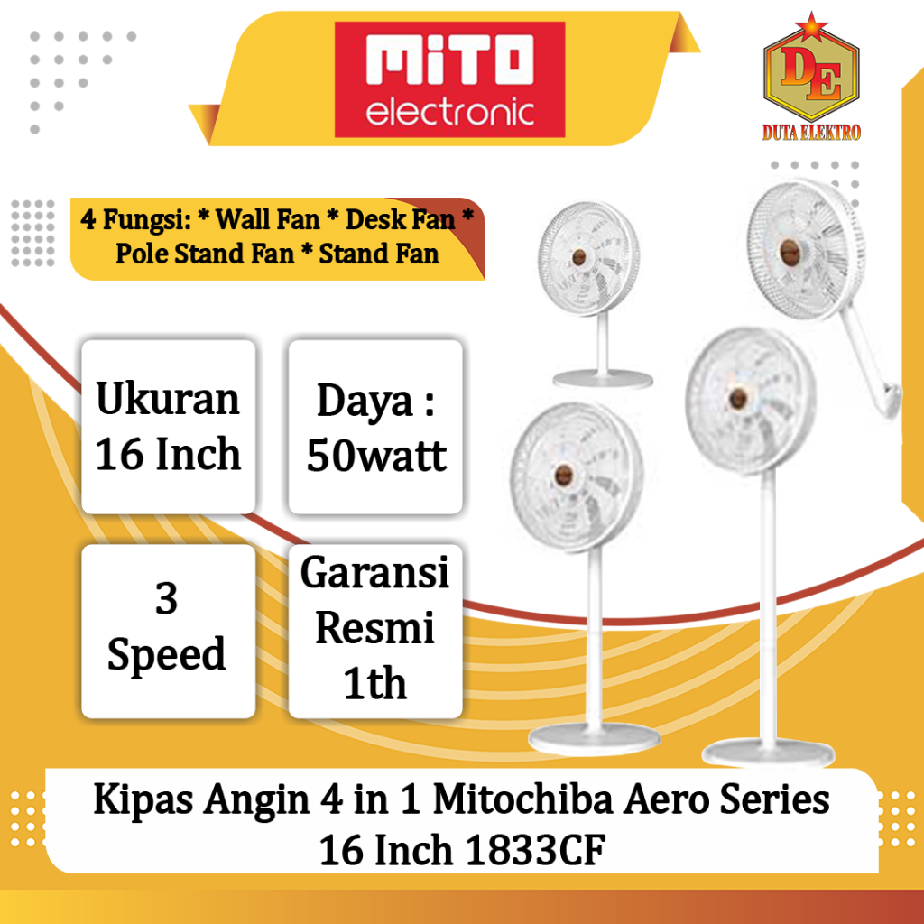 Fan 4 in 1 Mito 1833 CF Aero Series 16 inch Upright Wall Sitting ...