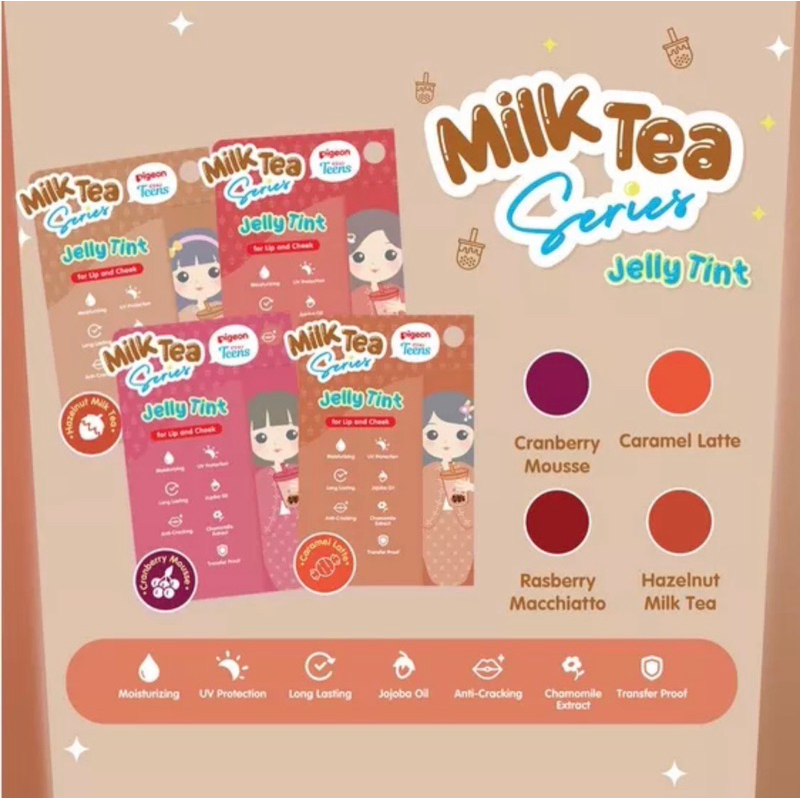 •JEJU Pigeon TEENS JELLY TINT MILK TEA SERIES | Halal BPOM LIP TINT ...
