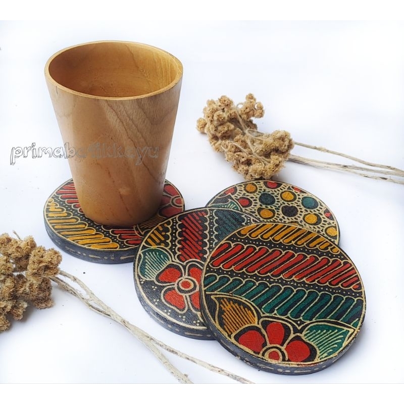 KAYU Batik Coasters | Wooden Coasters | Jogja Special Souvenirs ...
