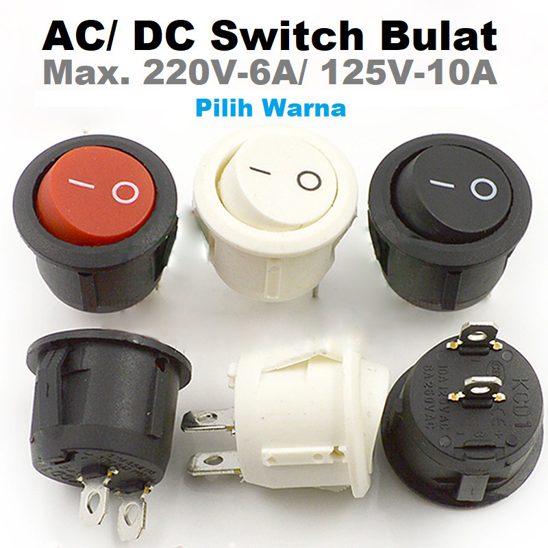 Round Panel Switch On-Off AC/DC High Power Max 10A Rocker Switch 2 Pin ...