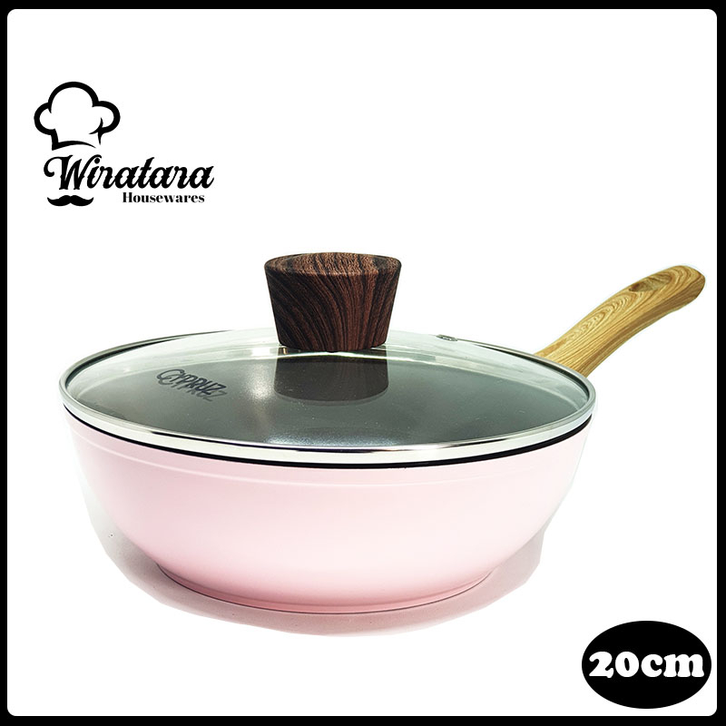 Pink Ceramic Frying Pan Non-Stick | Marble Frying Pan | Fry Pan | Wok ...