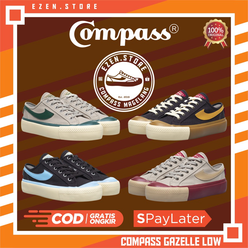 Compass GAZELLE LOW CHOCO ICE WAFER GREEN CARAMEL WAFER MAROON Shoes ...