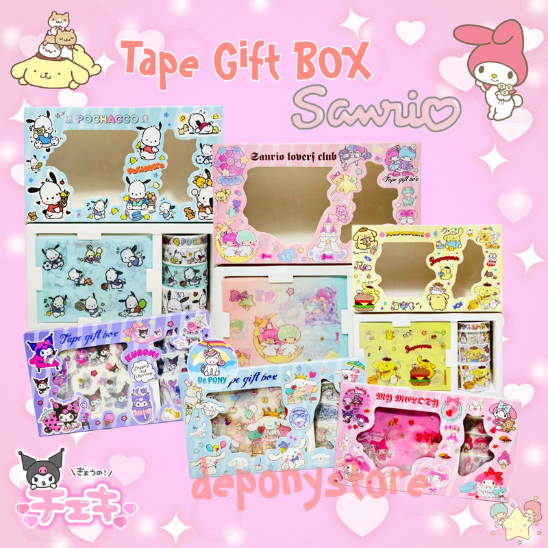 Sanrio Waterproof Glitter Sanrio Gift box Tape sticker Sanrio Washitape ...