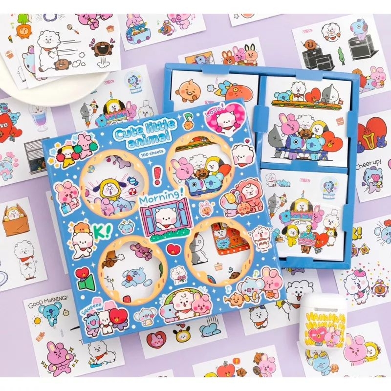 100 SHEET STICKERS BT21 BTS STICKERS 1BOX 100 SHEETS MOMO STICKERS ...