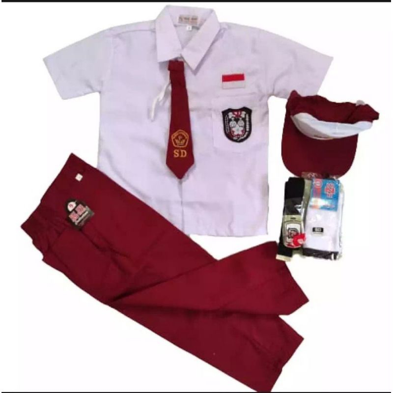 PUTIH MERAH BOYS' SCHOOL UNIFORM SET RED WHITE LONG SHORT CLASS 1-6 ...