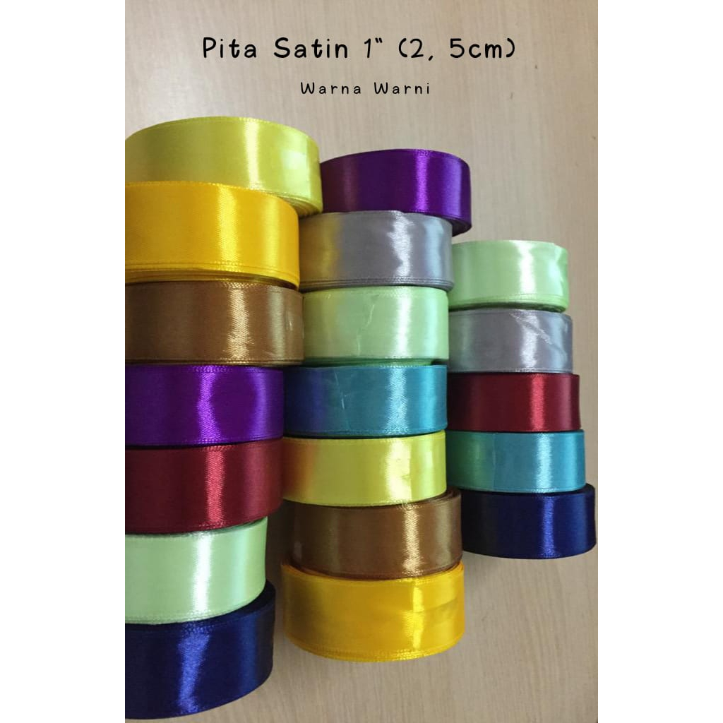 1 INCH SATIN RIBBON (2.5 CM) / COLOR SATIN RIBBON / 20 YARDS PER-ROLL ...