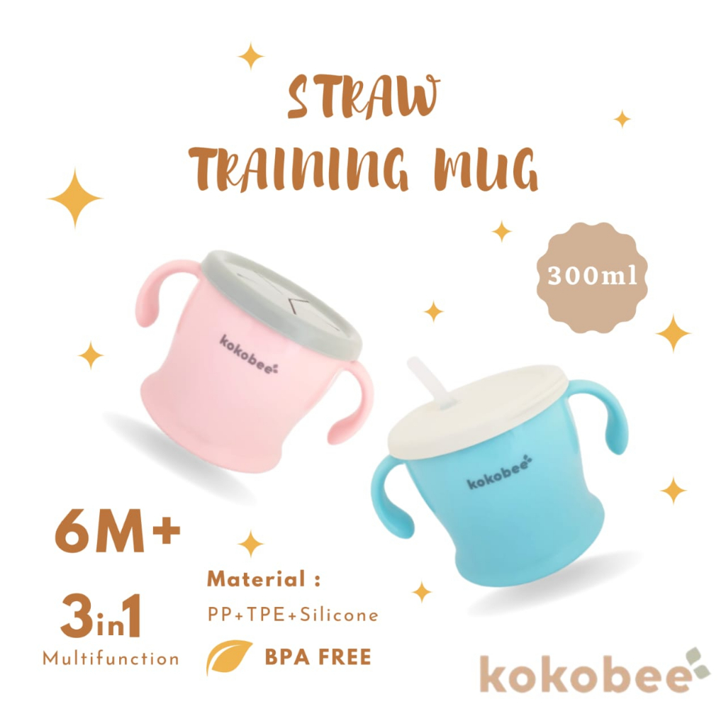 Kokobee - Straw Training mug (300ml) 3in1 Multifunctional (Sippy cup ...