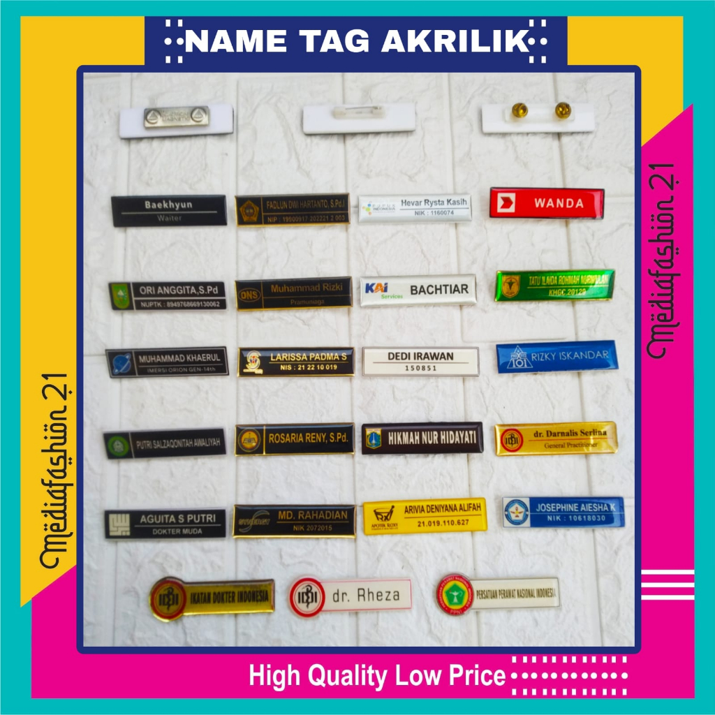 Name Tag / Chest Name / Name Plate Box Acrylic Material Safety Pin ...