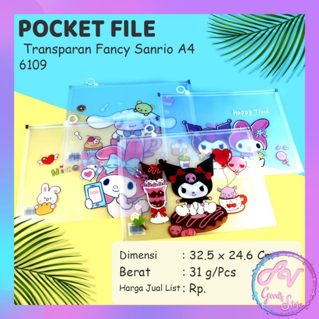 Fancy A4 Character Pocket File/Pocket File Map Zipper Transparent A4 | Shopee Malaysia