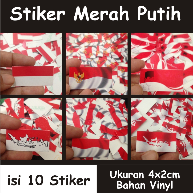 PUTIH MERAH Contents 10 4x2cm flag stickers | Red and White Sticker ...
