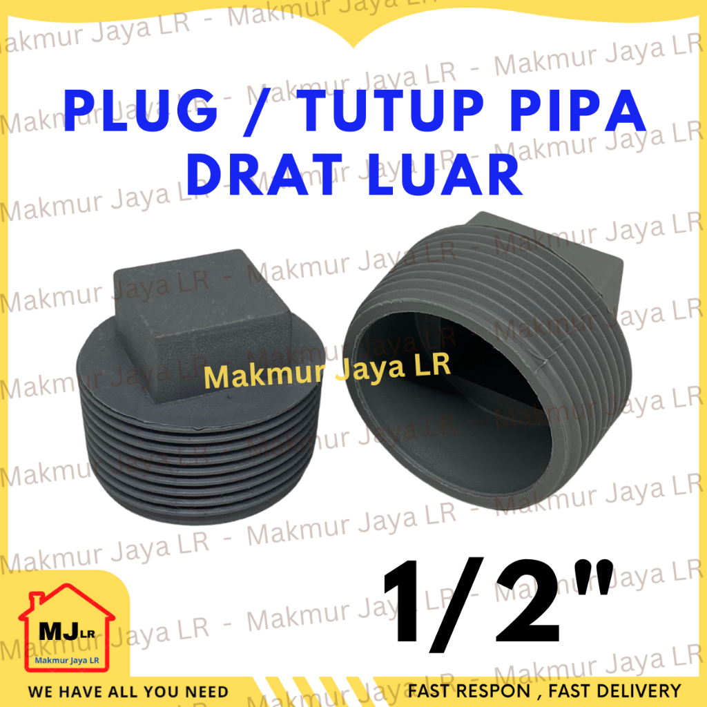 PLUG 1/2" PVC OUTER Drat Pipe Cap / VALVE END Cap 1/2 inch / PVC Pipe ...