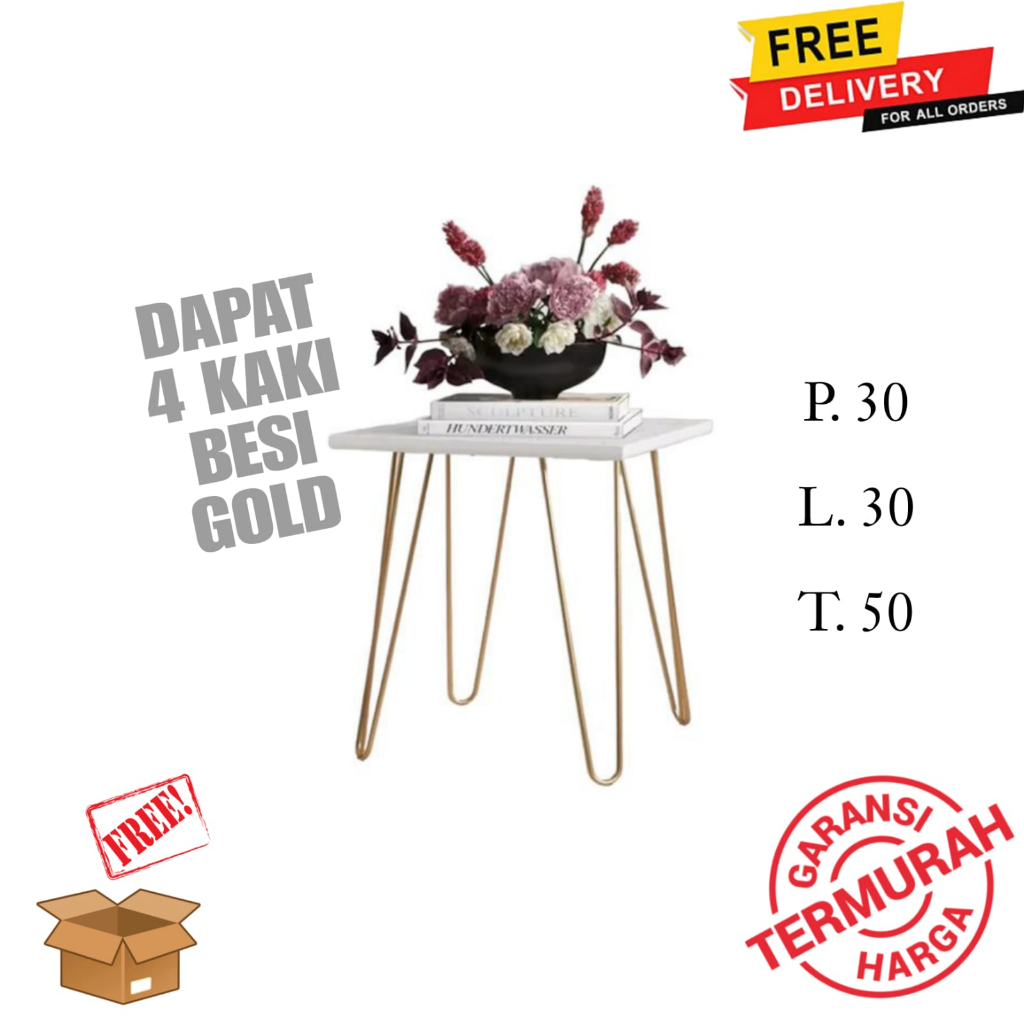 PUTIH White Guest Table 30x30 Minimalist GOLD Work/Study Table Cafe ...