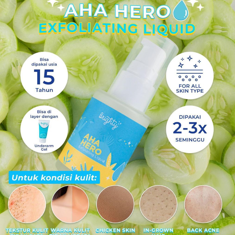 Brighty AHA HERO Exfoliating Liquid (Underarm Brightening Serum / Back ...