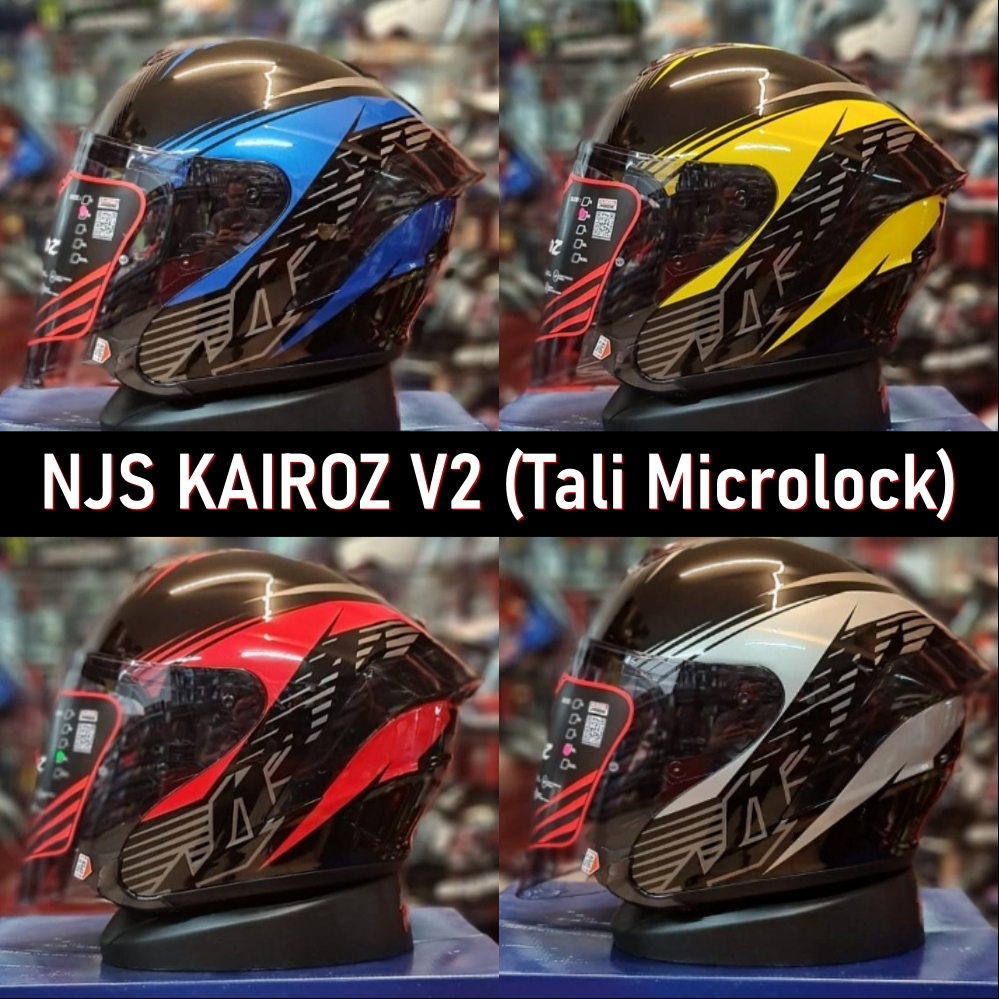 Njs KAIROZ V2 RAIZER Microlock Flat Visor - NJS Half Face Helmet NJS V2 ...