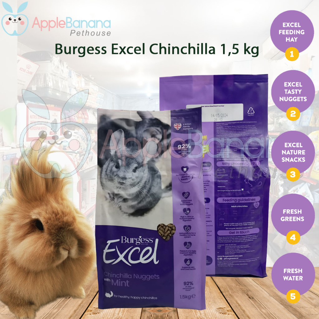 Burgess Chinchilla 1.5 kg -Chincila Nuggets Pellet Food With Mint 1.5kg ...