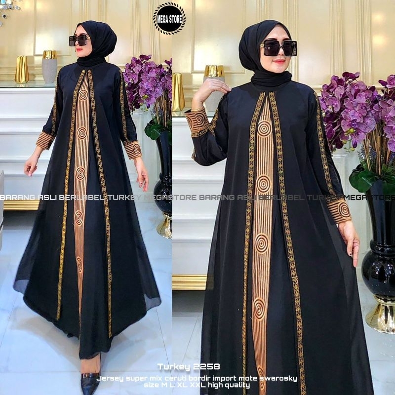 Gamis TURKEY Embroidery jumbo Fashion Abaya Muslim Original Product By ...
