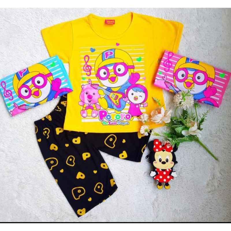 Pororo Suits For Girls Short Sleeve/viral PORORO Suits For Girls Aged 1 ...