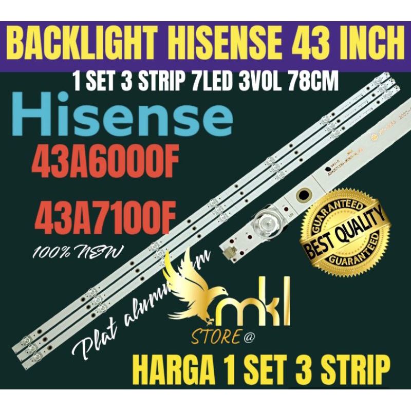 Hisense LED TV BACKLIGHT 43 INCH 43A6000F 43A7100F HISENSE 43 INCH TV ...