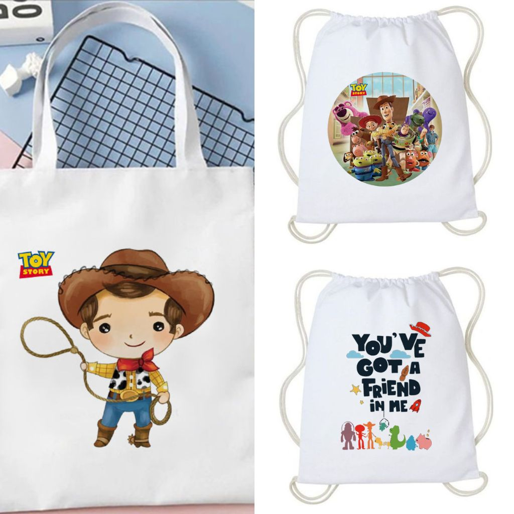 Drawstring Bag Tote Bag Toys Story Disney Cute String Bag Canvas Women ...