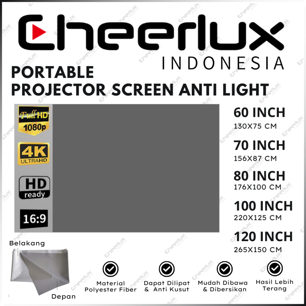 LAYAR 120 Inch Ratio 16:9 Anti-Light Projector Screen | 4K Anti-Light ...