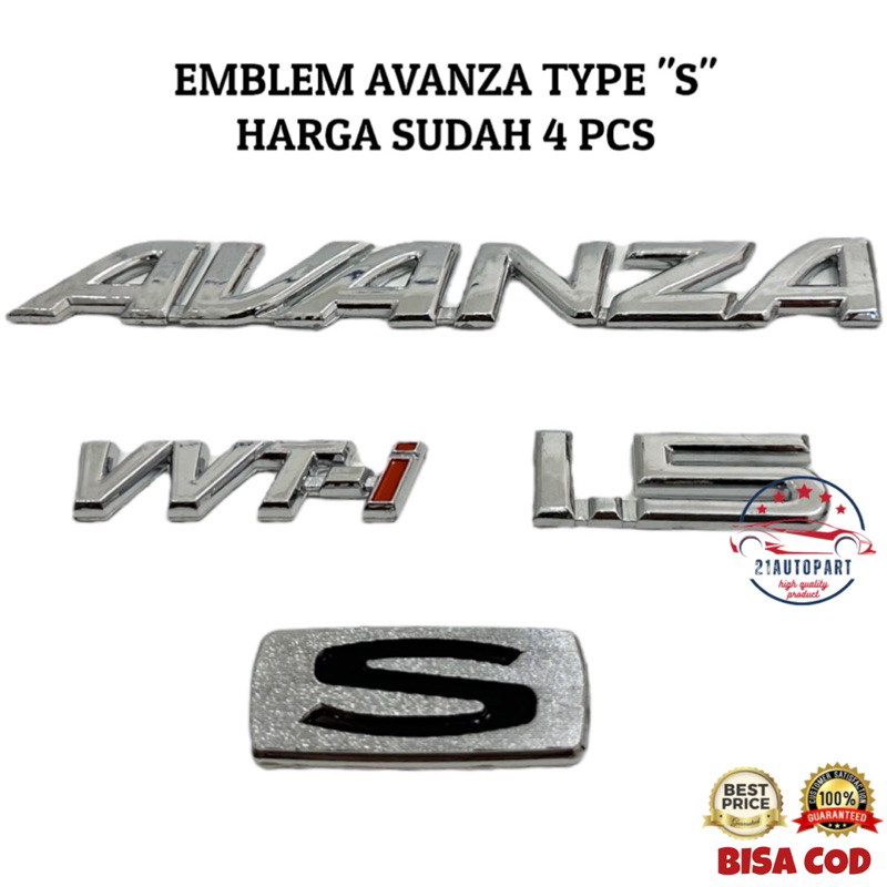 Avanza Type "S" Full Chrome Emblem. Price is 4 PCS | Shopee Malaysia