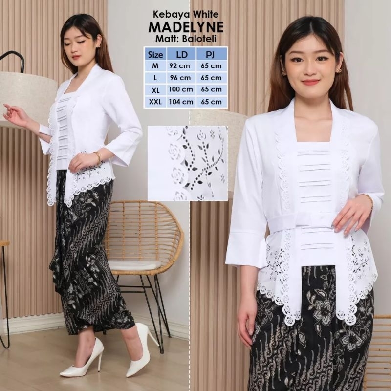 PUTIH Tops Only Kebaya Tille Laser Cut Bali Kartini Madelyne Model ...