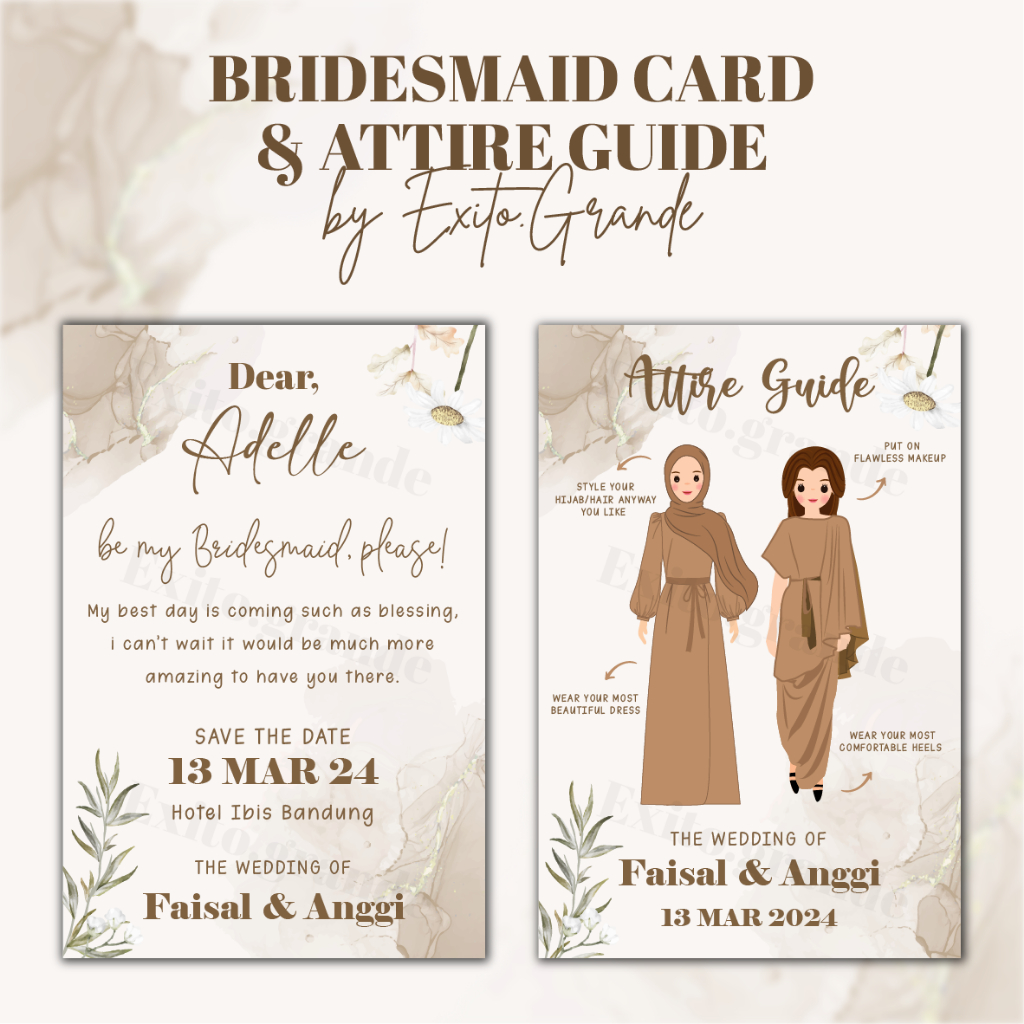 Bridesmaid/gaman Invitation Card & Aesthetic Attire Guide | Shopee Malaysia