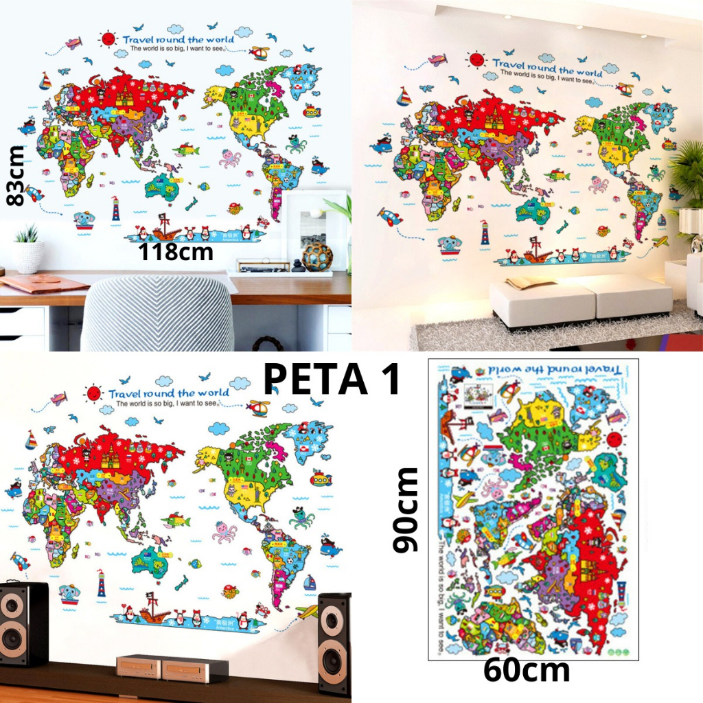 Gem - Wall STICKER Wall STICKER Wall STICKER Map STICKER Children's ...