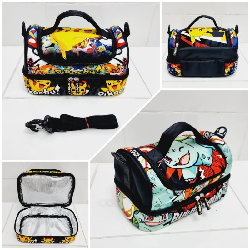 Pokemon PIKACHU BULBASAUR 2-story Children's Lunch Box Bag | Shopee ...