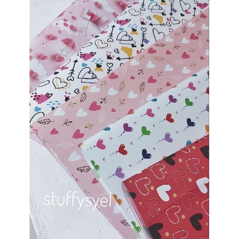 Heart Motif Paper Sansan Wawa Love Paper Wrap Gift Paper | Shopee Malaysia
