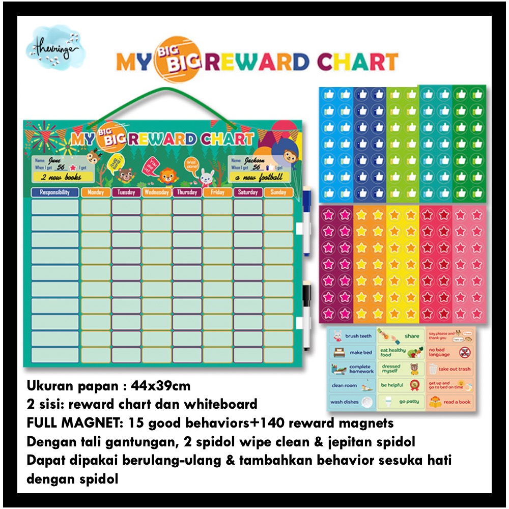 Jumbo Reward Chart Board Children's Magnetic Disciplined Award Board ...