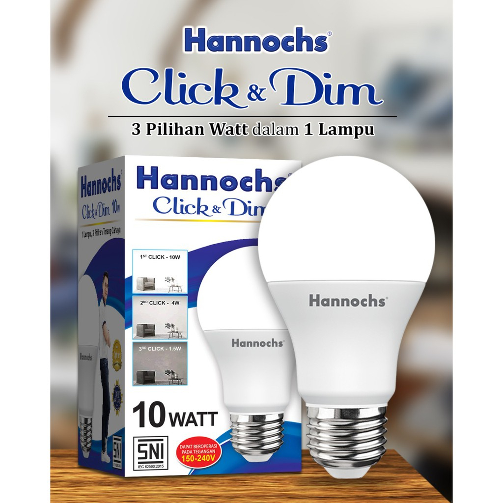 New!! Click amp Dim LED Bulb 10watt SNI Standard 3 Bright Levels ...