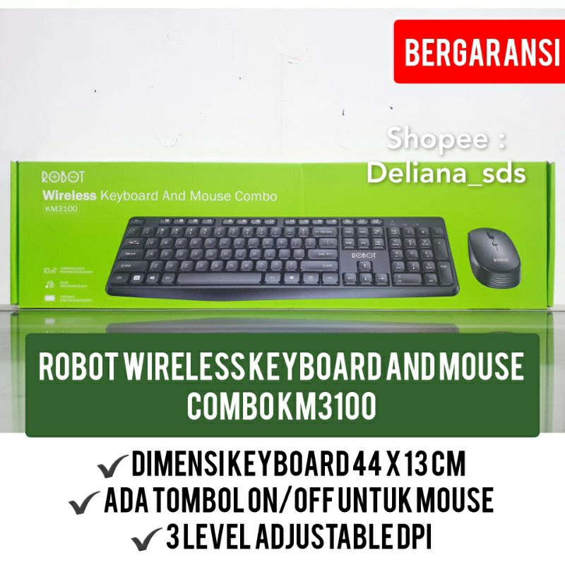 Robot Wireless Keyboard and Mouse Combo KM3100 Official Warranty 1 Year ...