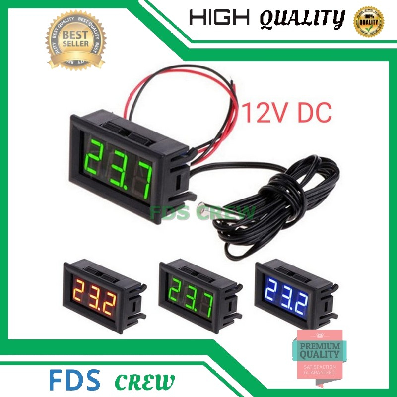 Digital LED Thermometer 12V DC Volt Temperature Gauge Display Sensor ...