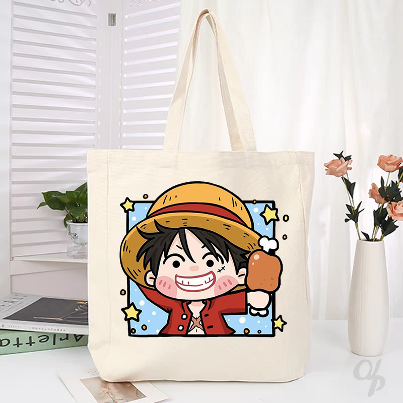 One Piece Anime Motif Canvas Tote Bag/totebag Shopping Bag | Shopee ...