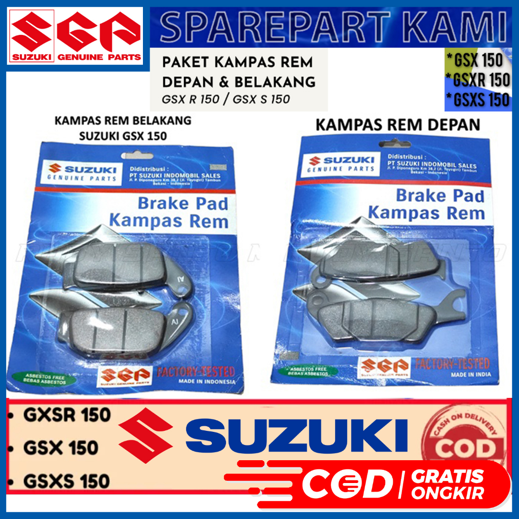 FRONT REAR BRAKE CAMP DISKPAD DISPAD SUZUKI GSX R150 GSX 150 69101-3481 ...