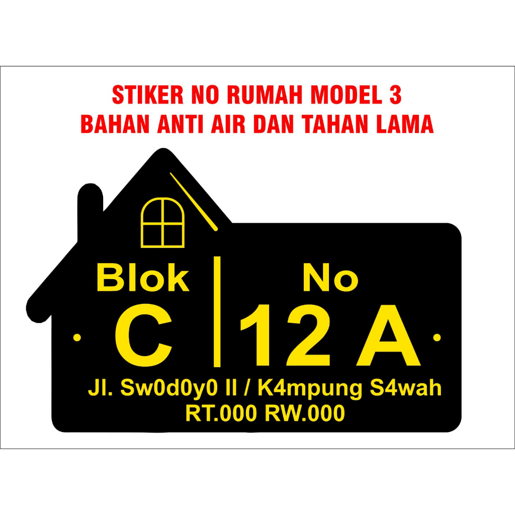 Vinyl Sticker House Number MODEL 3 (CUSTOM, Address Write In Notes/CHAT ...
