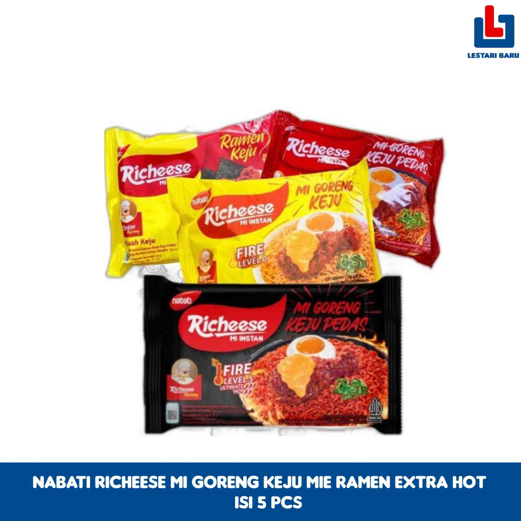 Nabati Richeese Fried Noodles Cheese Extra Hot Ramen Noodles Contains 5 ...
