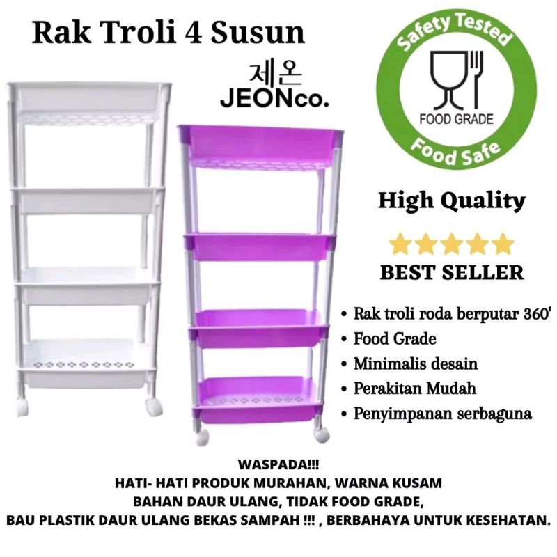 Multipurpose 4-wheel Trolley Rack/3-Tier Trolly Rack | Shopee Malaysia