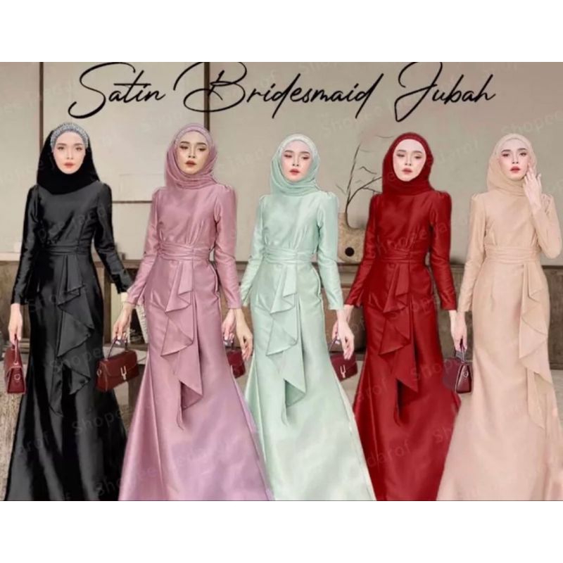 Malaysian Bridesmaid Dresses SATIN Dresses Women's Dresses Malay Clothes | Shopee Malaysia